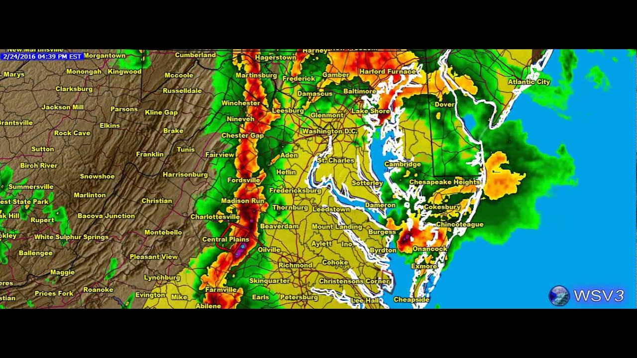 Radar loop of severe squall line moving toward Wash. DC and Baltimore ...
