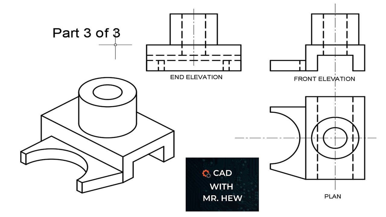 AutoCAD 2D mechanical drawings Part 3 of 3 - YouTube