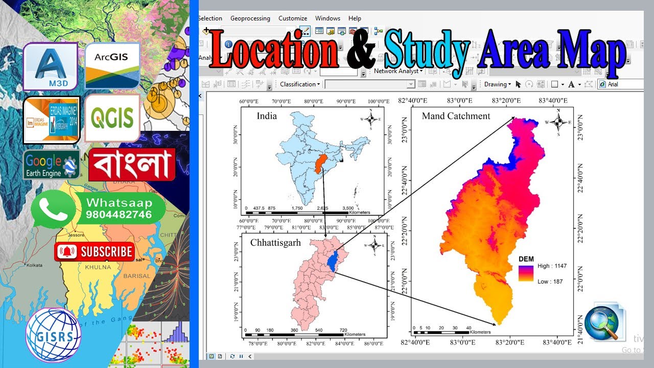 Create Preparing Study Area Map & Location Map in ArcGIS 10.8 - YouTube