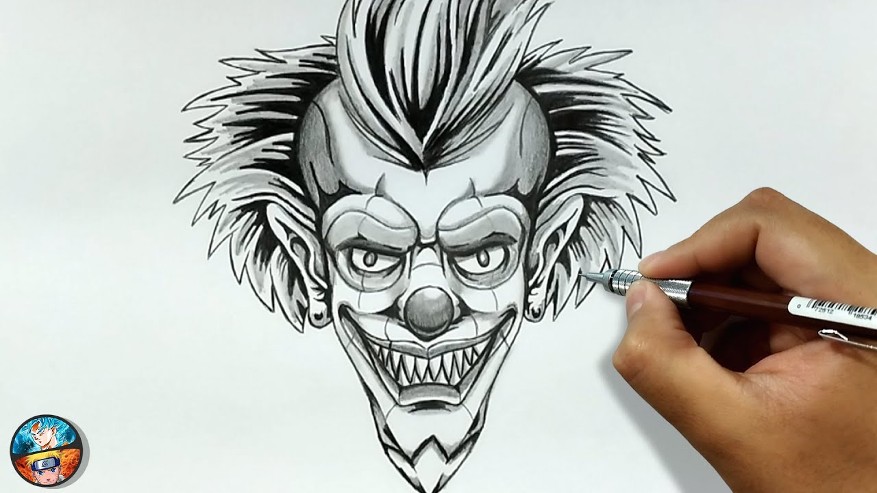 Como dibujar un PAYASO MALVADO | Drawing an EVIL CLOWN | Sketch ...