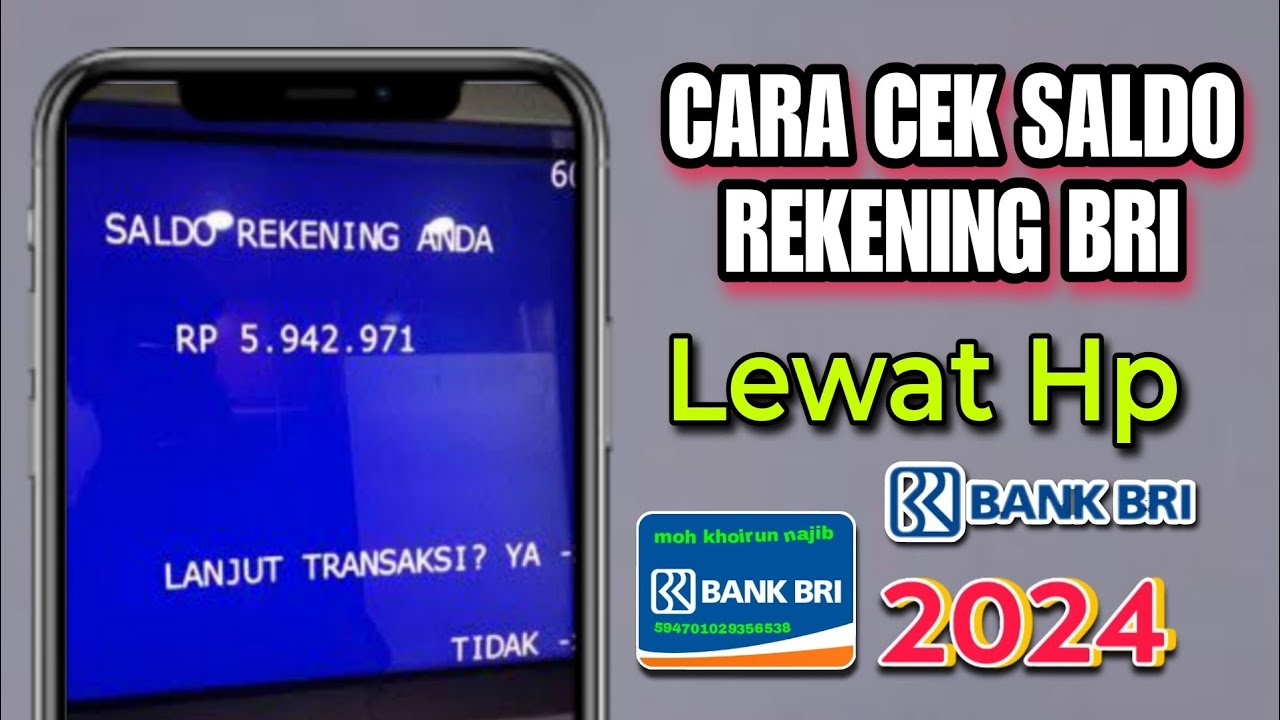 Cara Cek Saldo Rekening BRI Lewat Hp Terbaru 2024 - YouTube