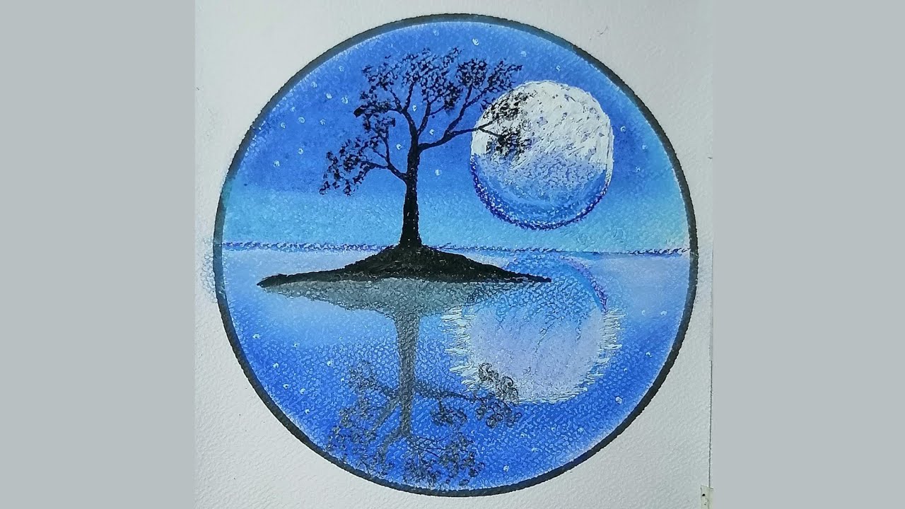 Full Moon Oil Pastel Drawing | How to draw with oil pastel - YouTube