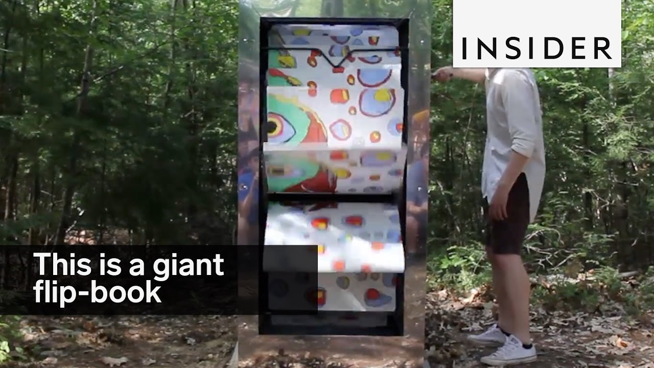 Students built these giant flip-books in the middle of the woods - YouTube