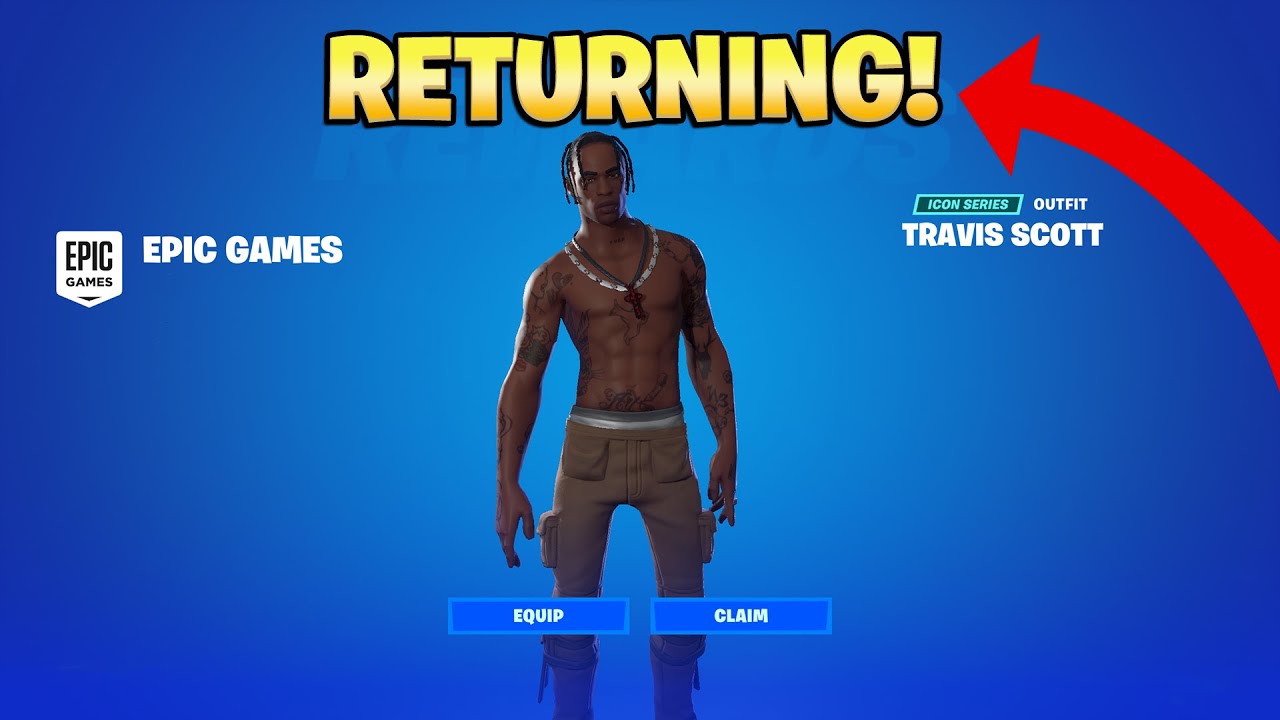 TRAVIS SCOTT SKIN RETURN DATE in FORTNITE ITEM SHOP! (Travis Scott Skin ...