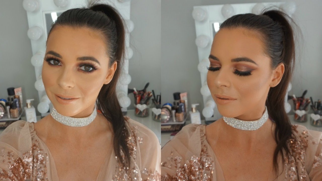 NYE GLAM MAKEUP LOOK | ROSE GOLD SMOKEY EYE - YouTube