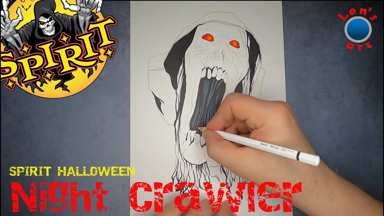 Spirit Halloween Night Crawler Bust Drawing - YouTube
