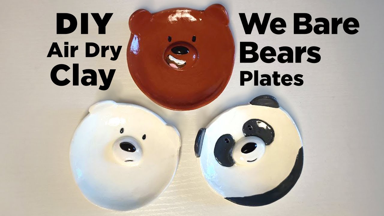 DIY We Bare Bears plate | Air Dry Clay making Tutorial - YouTube