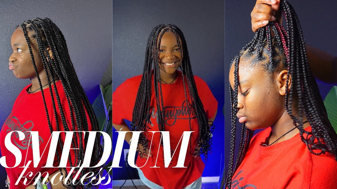 WATCH ME BRAID | Smedium Knotless Braids - YouTube
