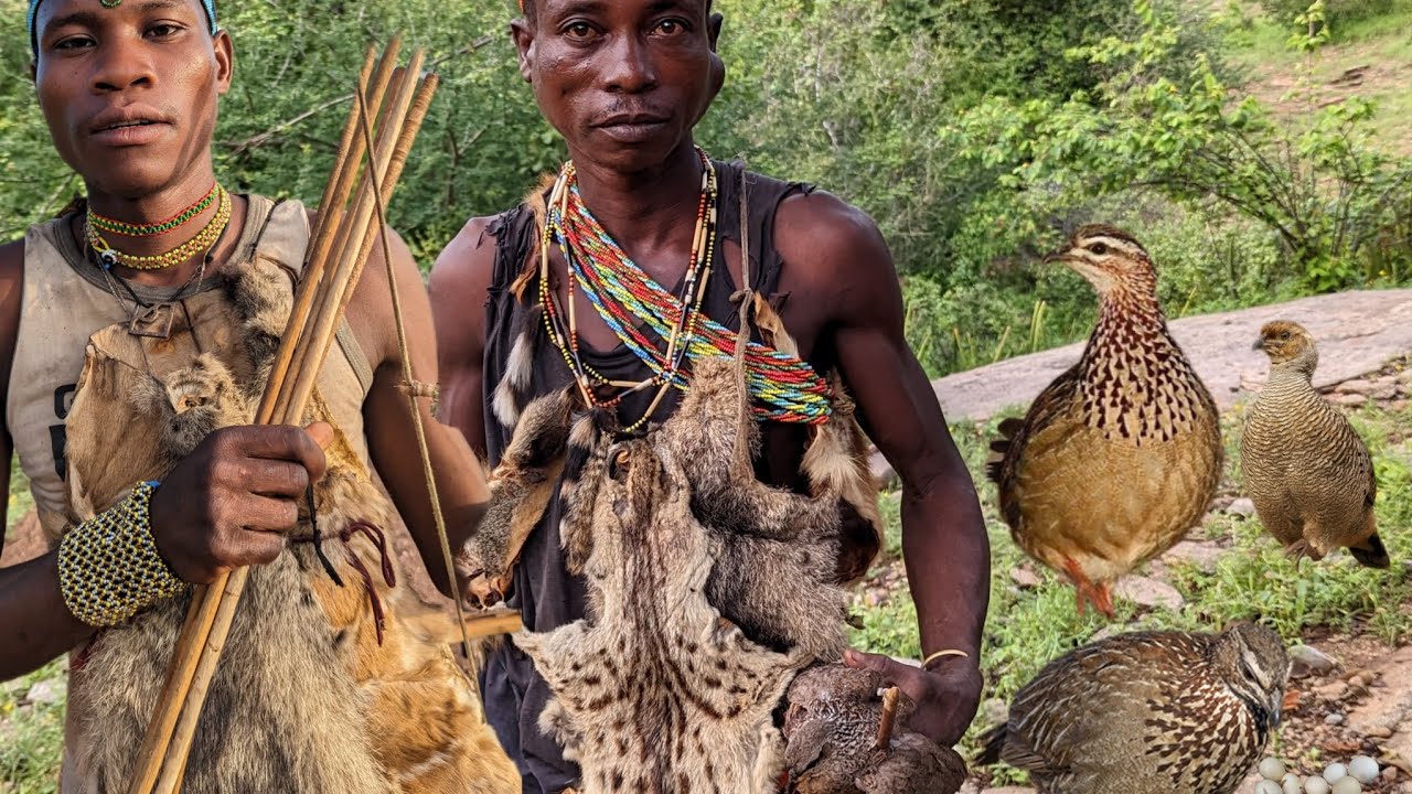 Hadzabe village Duty: Hunting birds and collecting eggs for dinner # ...