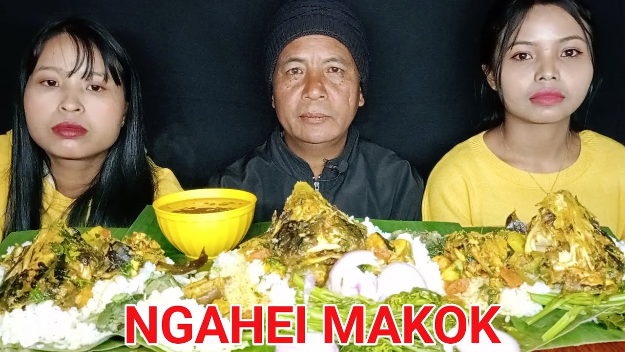 Ngahei 🐟 makok thongba mukbang || Fish head (Pangasius) mukbang ...