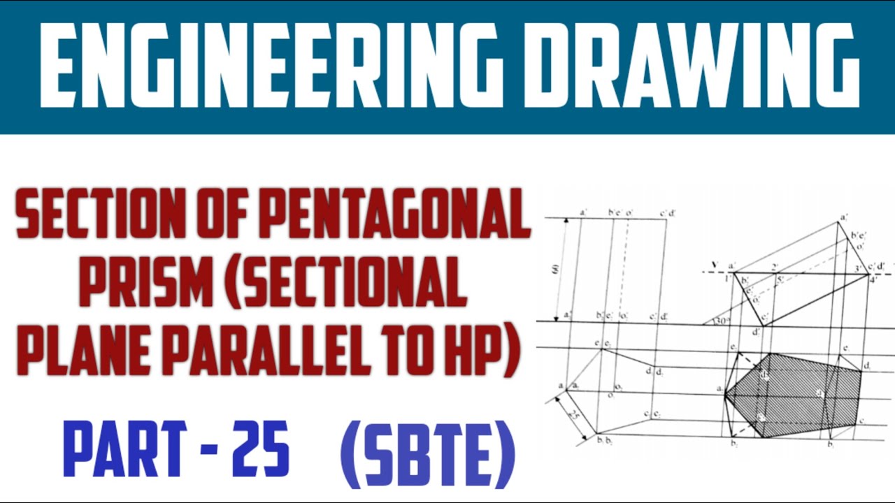 Section of Solid | Pentagonal Prism rests on one base edge on HP | Part ...