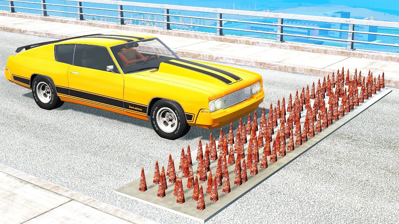 Cars vs Spikes Trap – BeamNG.Drive - YouTube