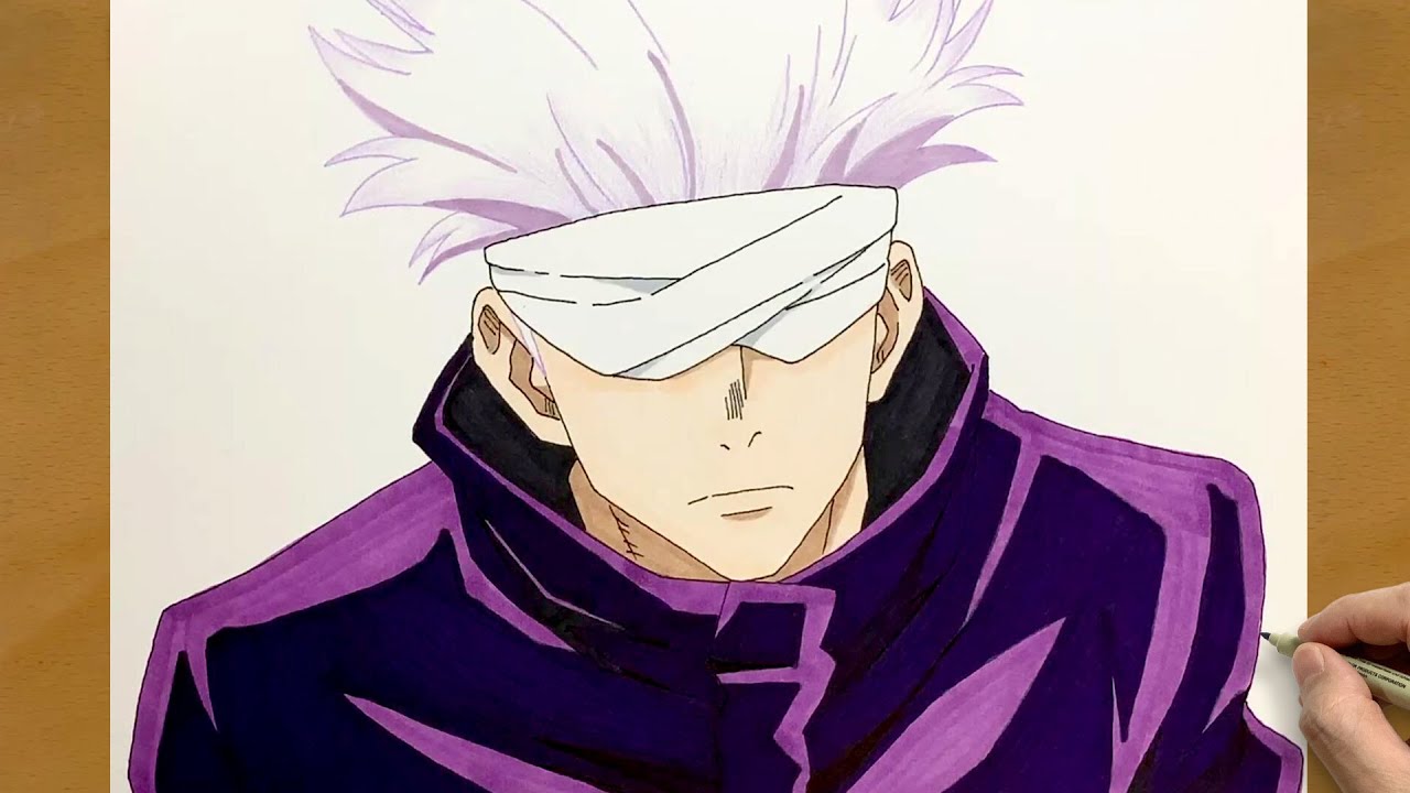 How to Draw Gojo Satoru from Jujutsu Kaisen | Step-by-Step Coloring ...