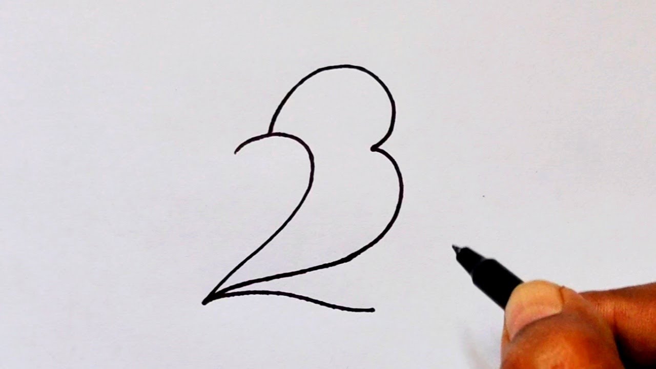 How to draw beautiful bird from number 23 | bird drawing for beginners ...