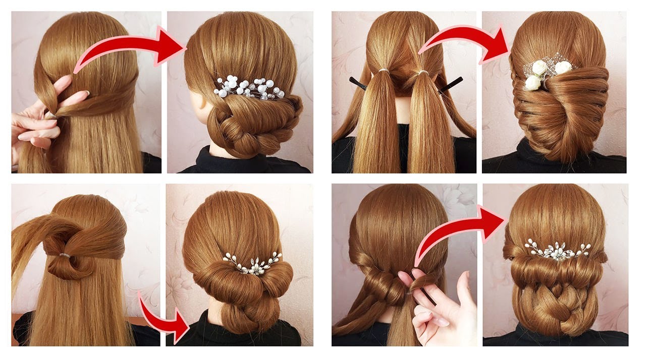 4 Easy French Bun Hairstyles Step By Step ️ Coiffures Simples - YouTube