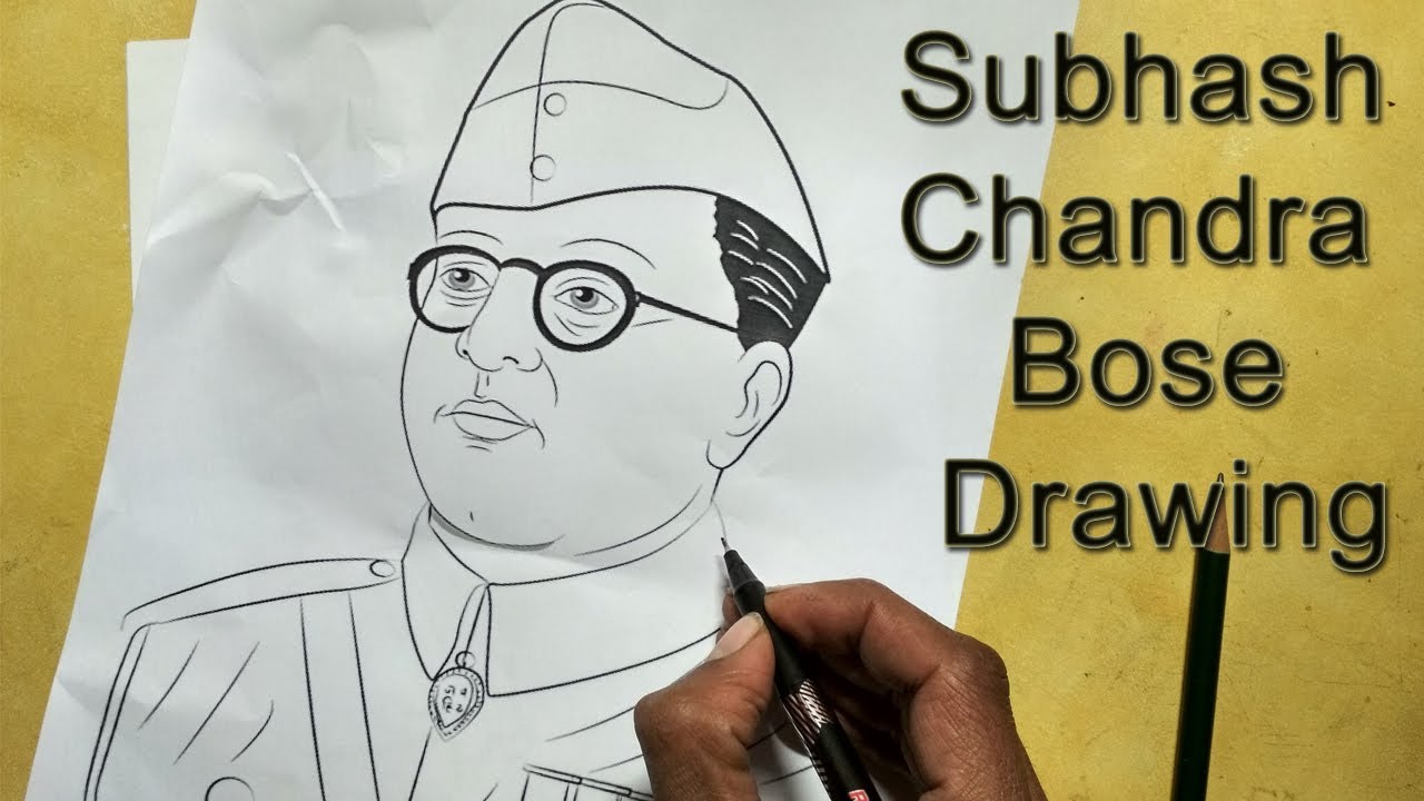 How to draw Subhash Chandra Bose drawing for kids - step by step ...