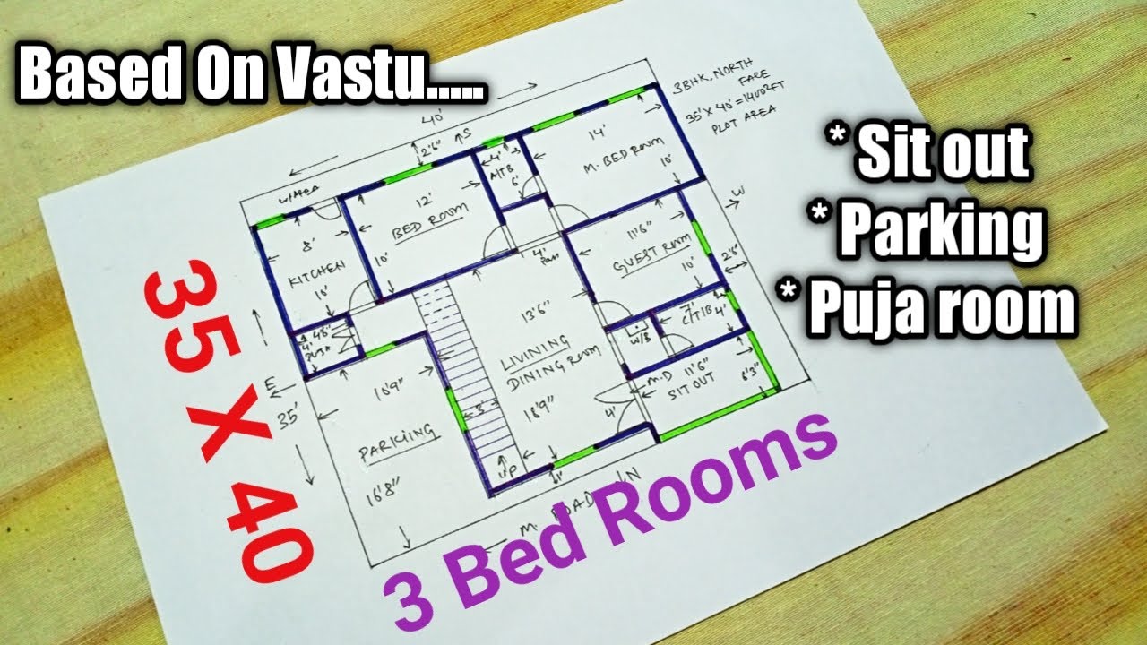 35 x 40 house design, 35 x 40 house plans north facing, 35 x 40 ghar ka ...
