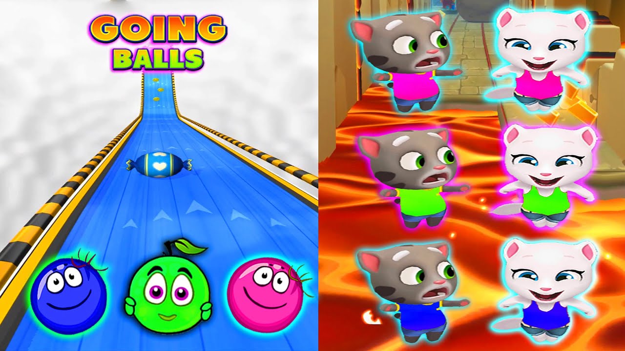 TALKING TOM GOLD RUN VS GOING BALLS - BLUE, STRAWBERRY & SLIME BALLS VS ...