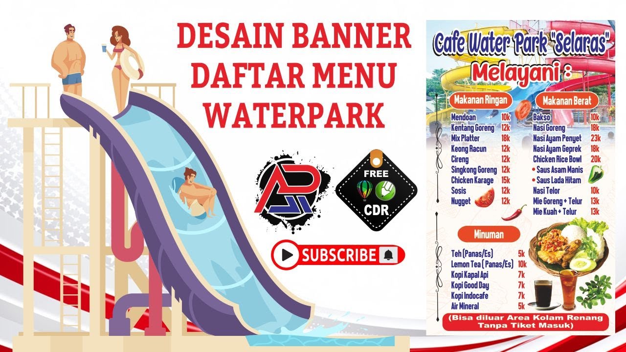 Desain Banner Daftar Menu Waterpark | #coreldraw #freedownload - YouTube