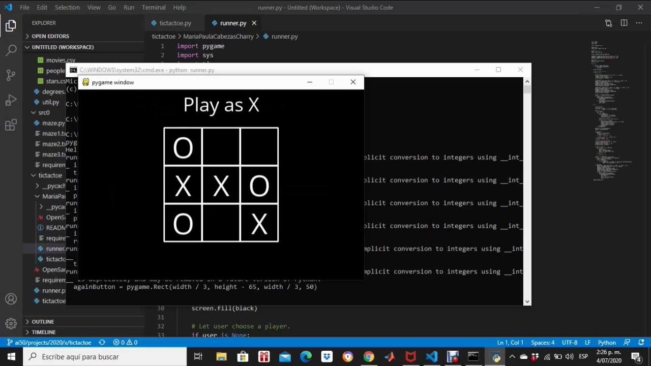 Project 0b Tictactoe Cs50 S Introduction To Artificial Intelligence With Python Youtube