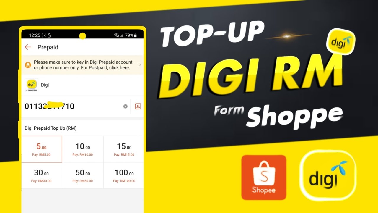 How To TopaUp Digi RM- Form Shopeepay Malaysia - YouTube
