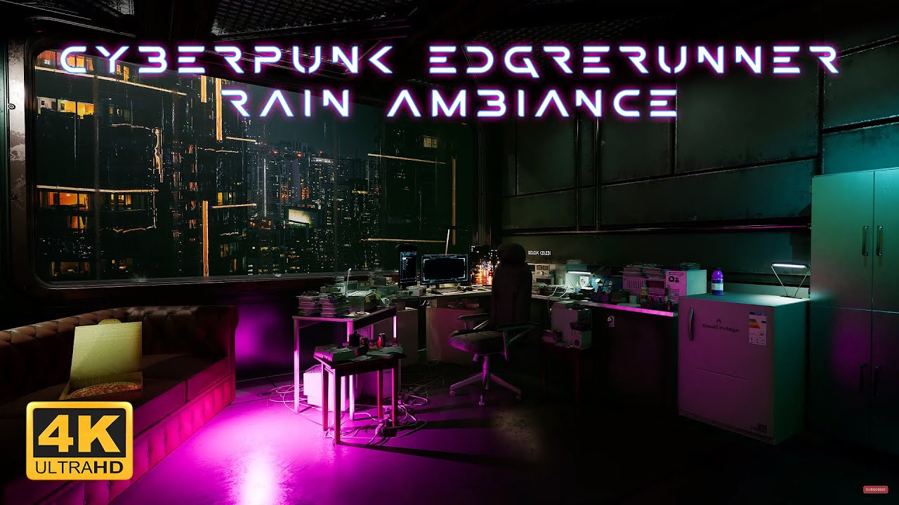 Cyberpunk Edgerunner Apartment Ambience. Sci-Fi Ambiance for Sleep ...