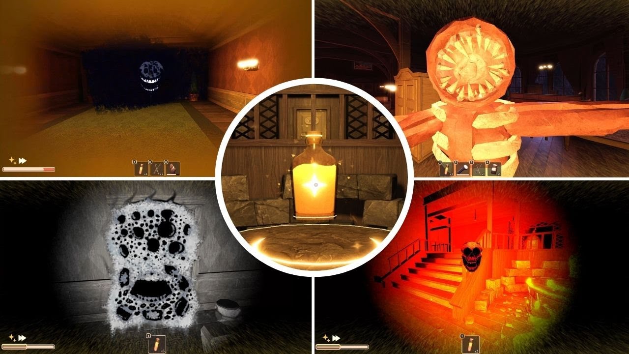 DOORS THE HUNT-Using Curious Potion On All Entities(Roblox Showcase ...