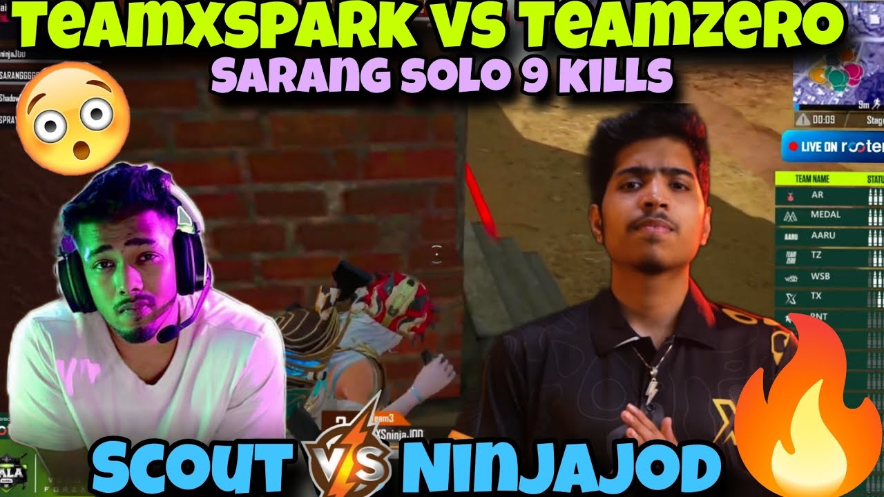 Tz Scout vs Tx Ninjajod| Teamxspark vs Teamzero 😱 Sarang solo 9 finishes | ra Champions gala ...
