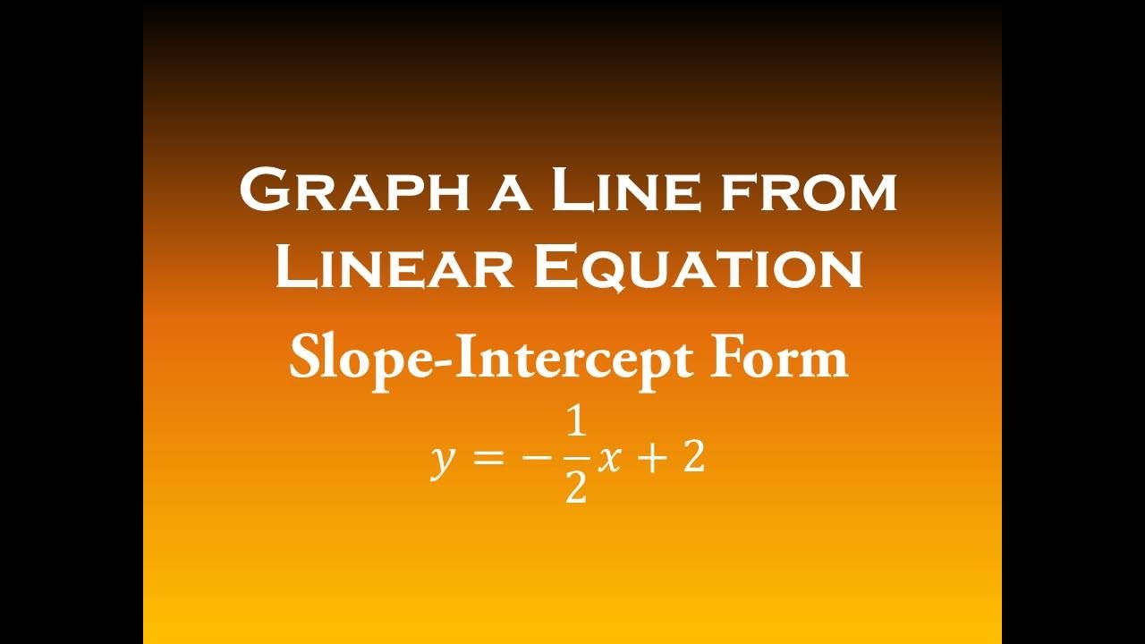 Graph a Line from Linear Equations (Slope-Intercept Form): y= -1/2 x+2 ...