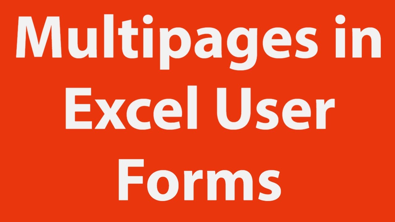 Multipages In Excel User Forms Youtube 8087