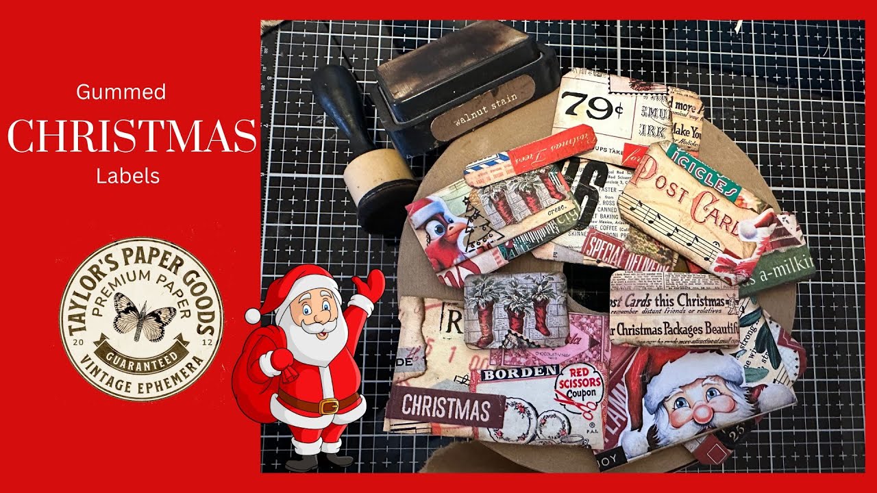 Christmas Gummed Labels using scraps! - YouTube