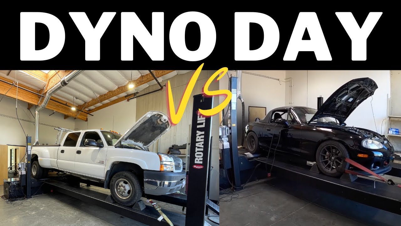 Mazda Miata VS a Duramax Diesel Dually on the dyno - YouTube