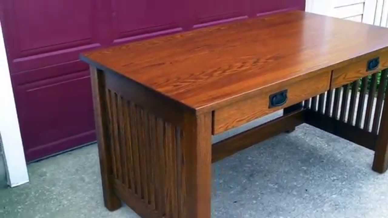 Solid Oak Amish Writing Desk - YouTube