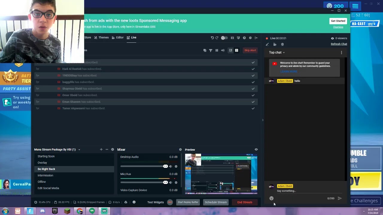Adam Obeid Live Stream - YouTube