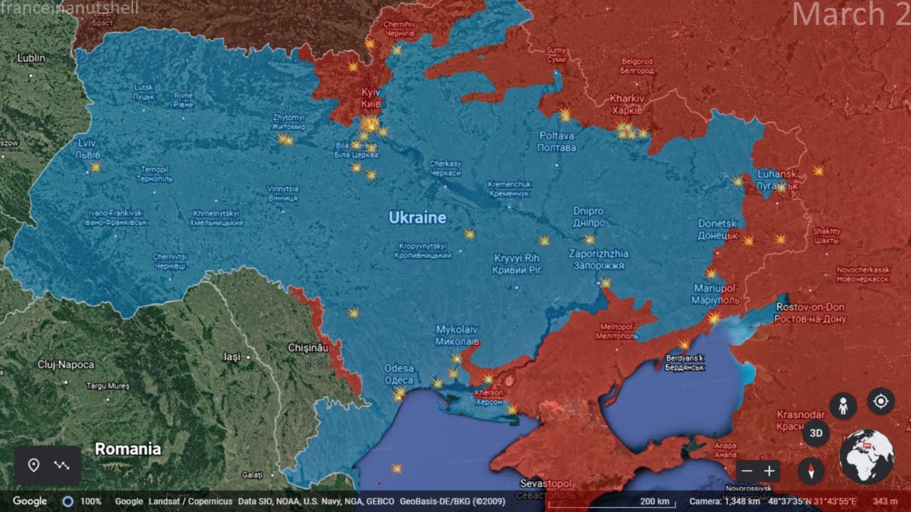 Russo-Ukrainian War: 2nd of March Mapped using Google Earth (Day 7 ...