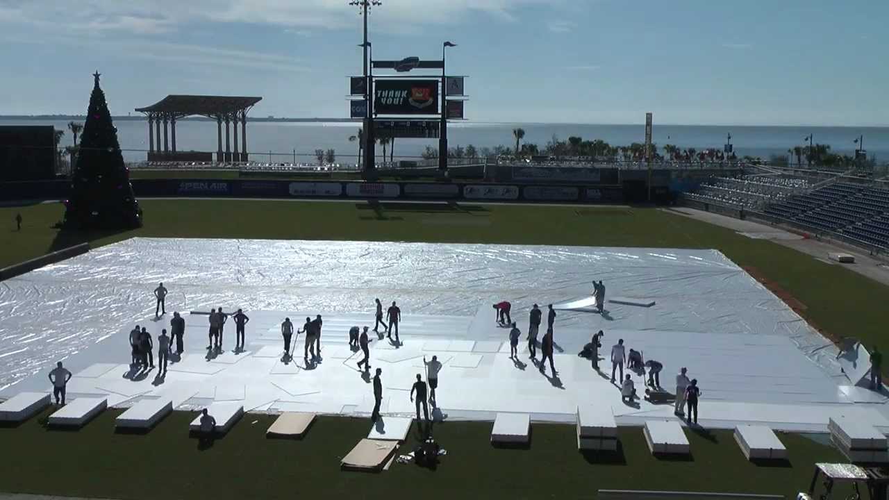 Baseball field to synthetic ice rink in 1 day (time lapse) - YouTube