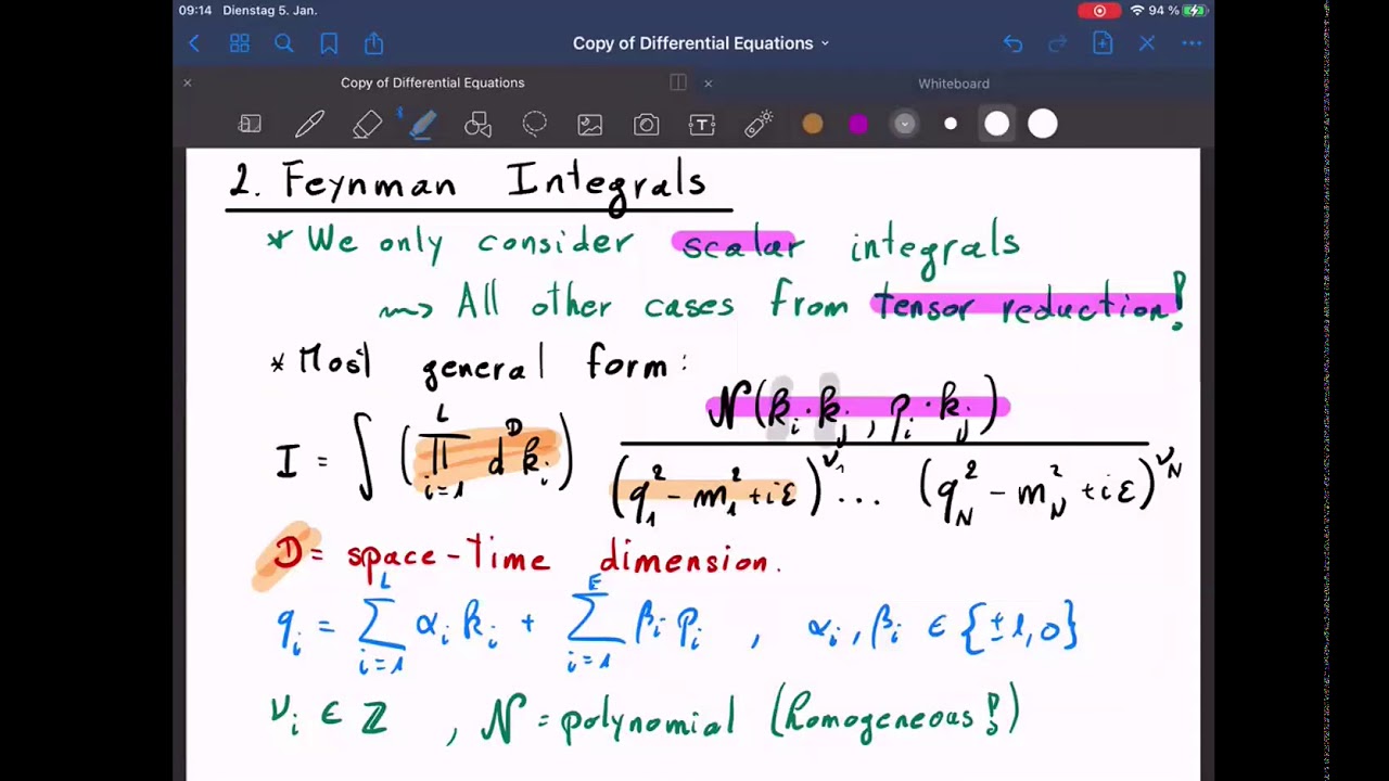 Differential Equations And Calculation Of Feynman Integrals Claude Duhr Lecture 1 3 Youtube