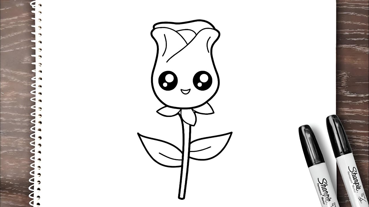 How To Draw Cute Rose Step By Step Youtube