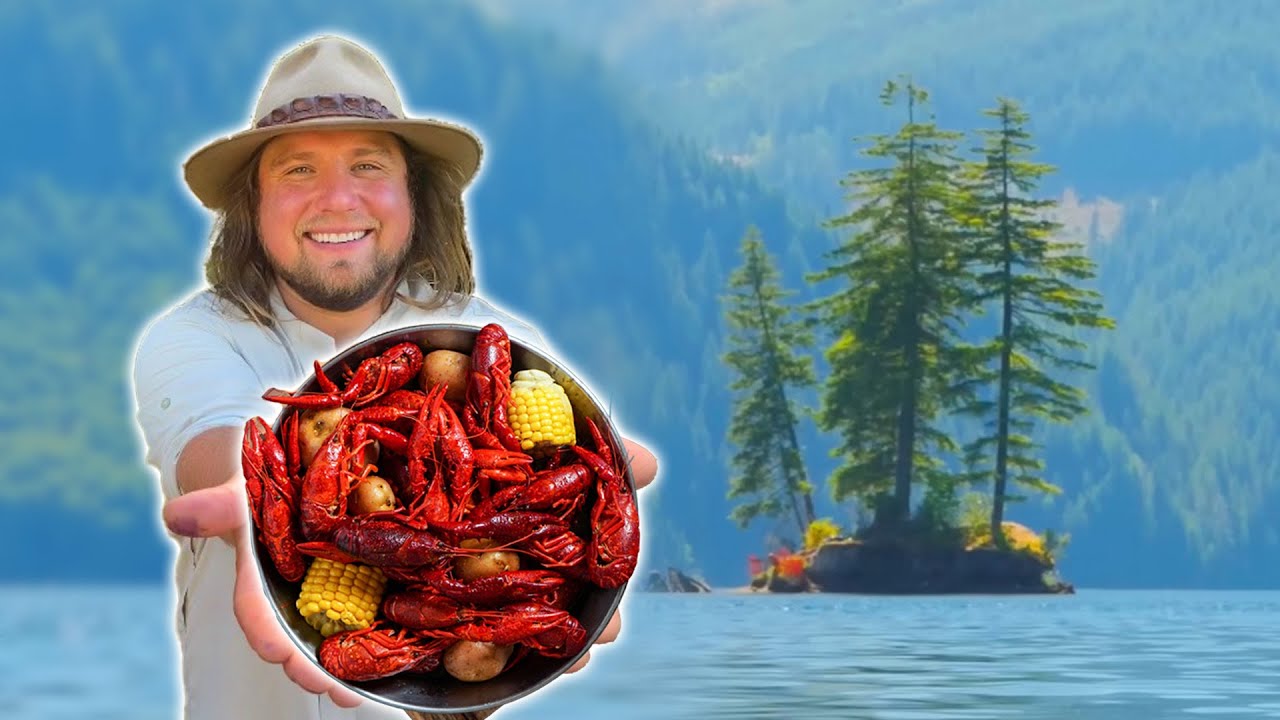 24 Hours Camping On TINY ISLAND - EPIC Crawfish Boil! - YouTube