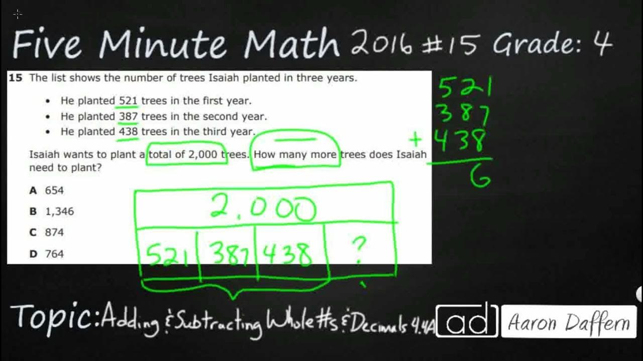 4th Grade STAAR Practice Adding and Subtracting Whole Numbers and ...