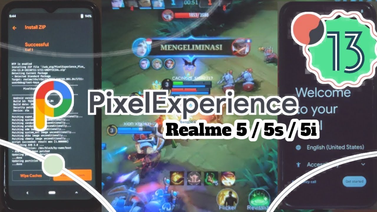 Pixel Experience 13 di Realme 5 / 5i / 5s || Install Custom Rom Android ...