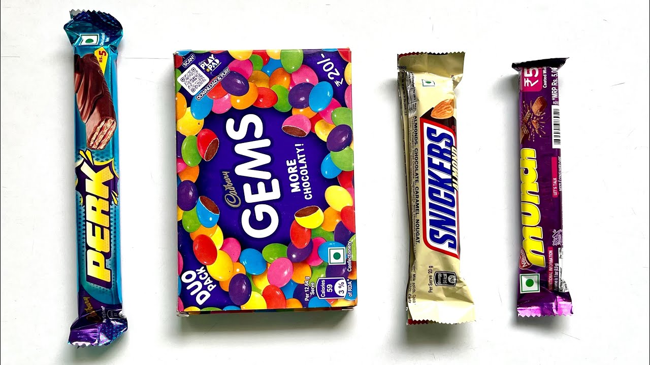 Perk vs Gems vs Snickers vs Munch - YouTube