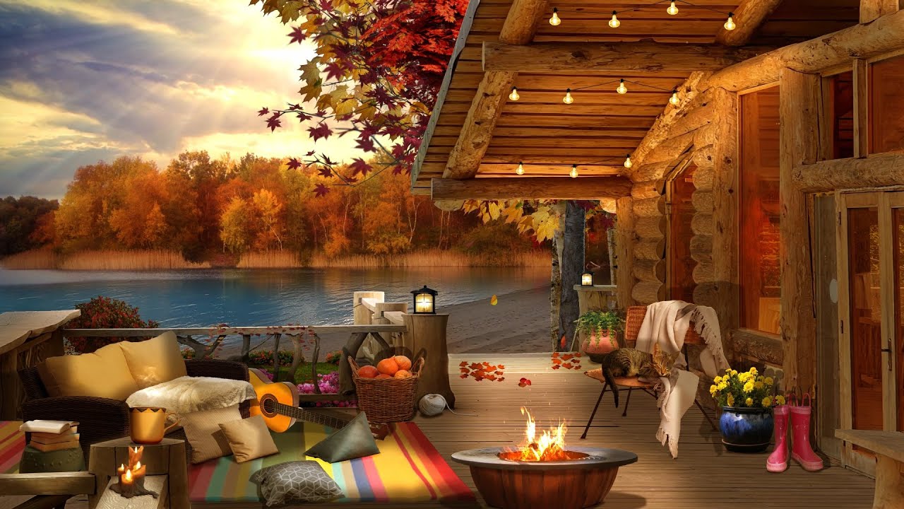 Autumn Lakeside Cottage | Relaxing Autumn Ambience | Fall Scenery - YouTube