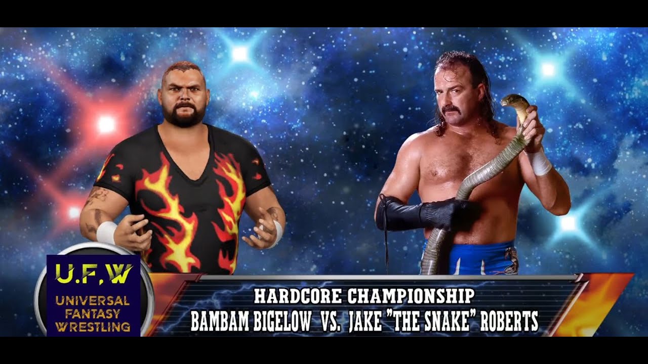 UFW - Jake Roberts vs Bam Bam Bigelow - Hardcore Championship #wwc # ...