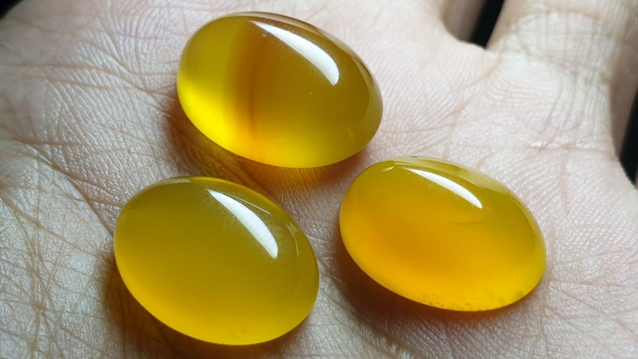 Batu Akik Kalsedon Kuning Natural - YouTube