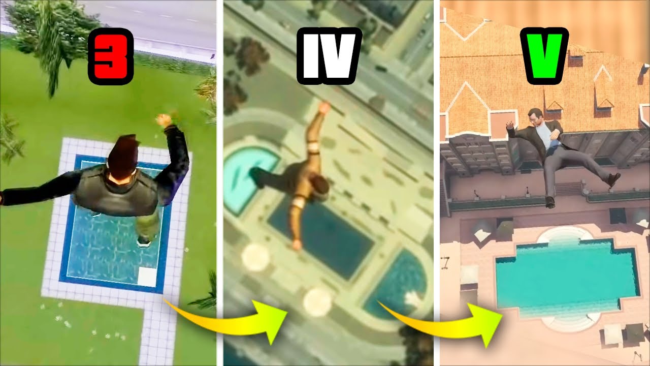FALLING FROM THE HIGHEST POINT IN A SWIMMING POOL in GTA Games ...