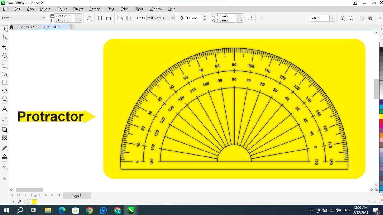 How To Create A Geometric shape protractor Design in CorelDraw ...