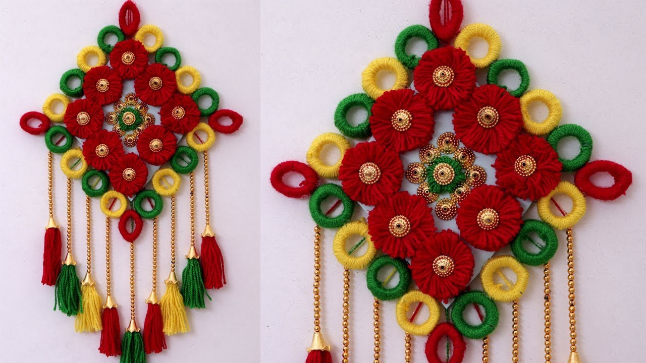 DIY Easy Wall Hanging Out of Wool !!! Beautiful Home Decorative Idea ...