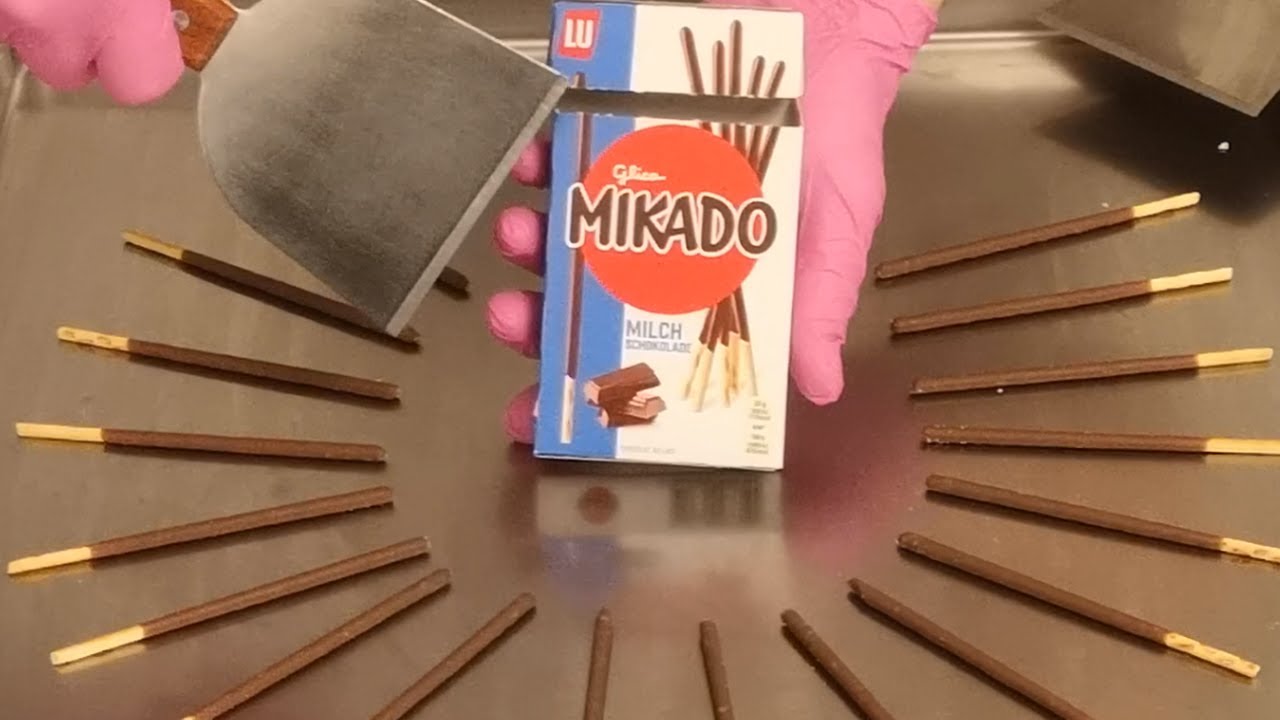 ASMR - Mikado Milk Chocolate - Freaky Ice Cream Rolls -30°C , delicious ...
