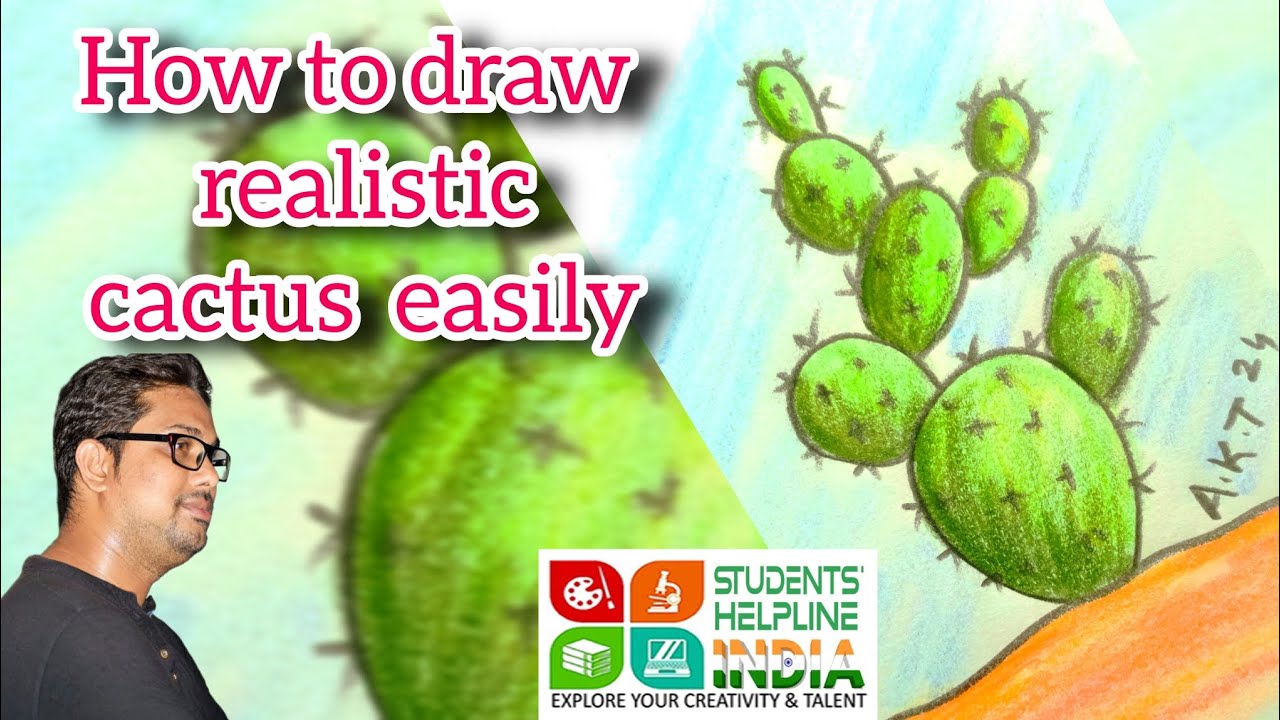 How to draw Cactus 🌵 very easily for beginners//Cactus drawing and ...